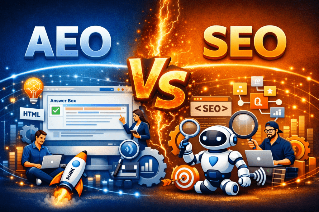 Optimisation pour les moteurs de recherche (AEO) vs SEO (Search Engine ...